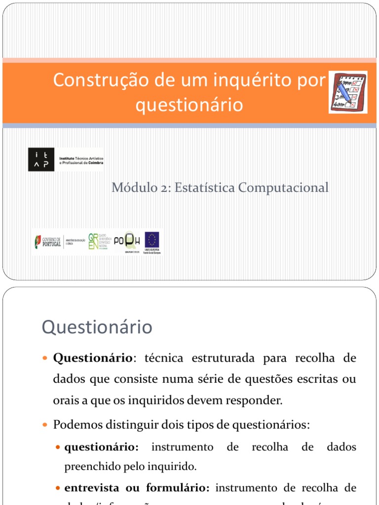 Construção de Um Inquérito Por Questionário | PDF | Entrevista | Informação