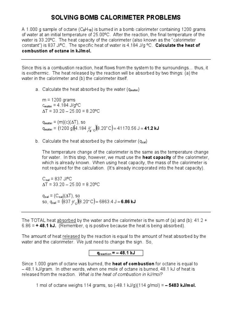 Bomb Calorimetry | PDF | Thermodynamics | Physical Chemistry