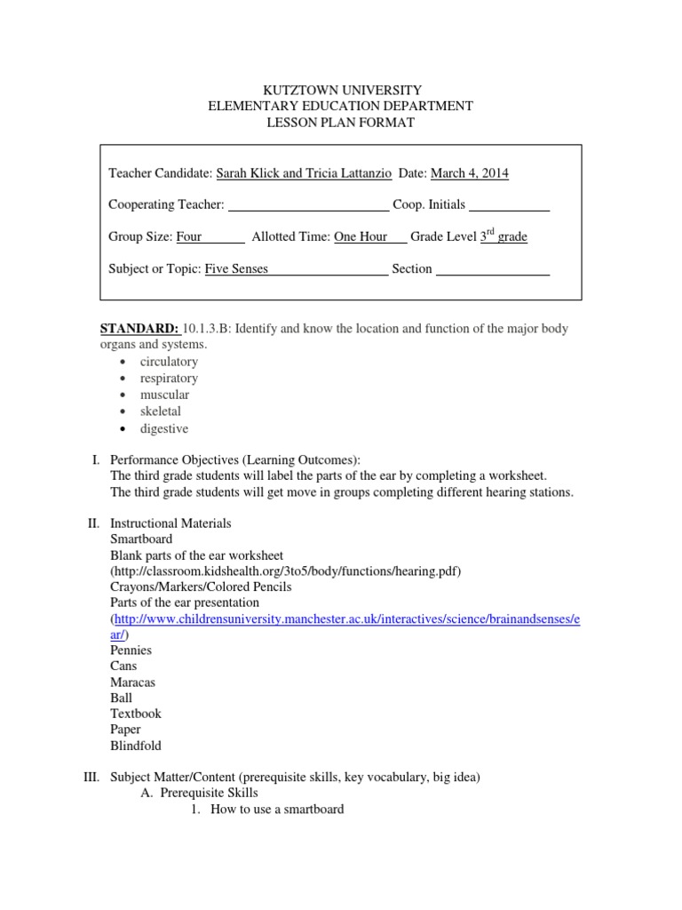 lesson plan 2 | Ear | Hearing