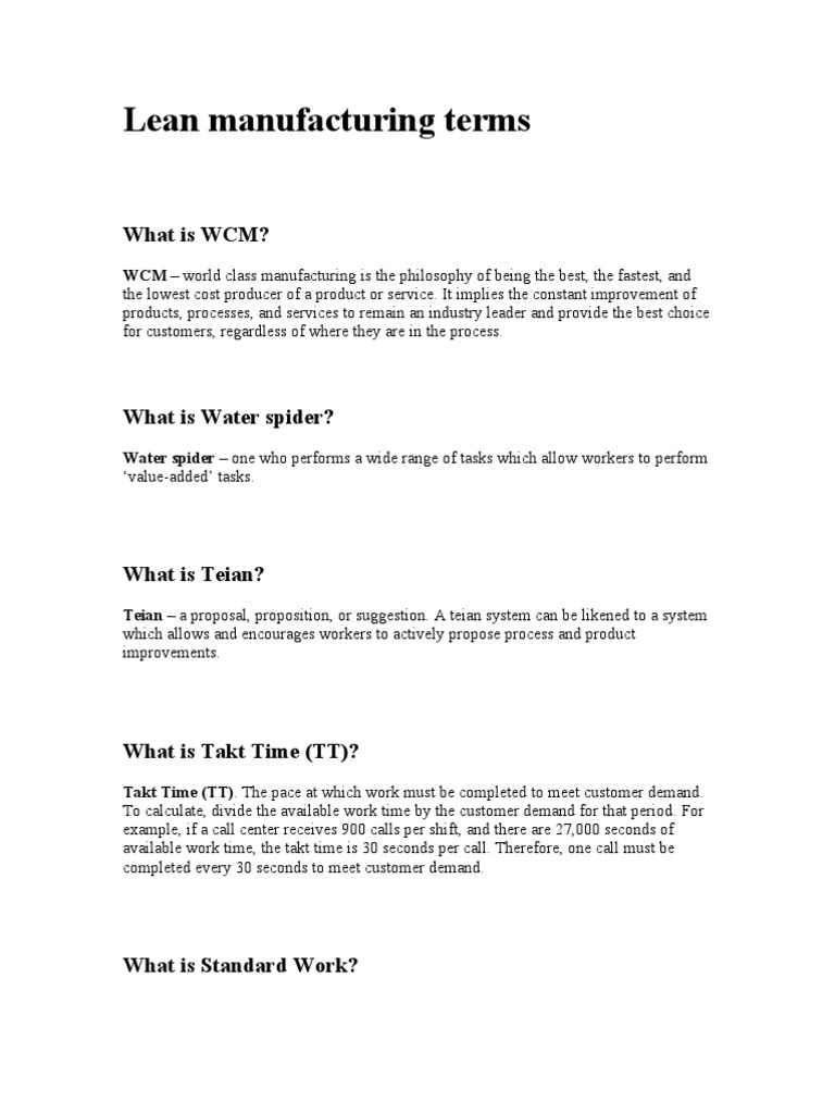 Essential Lean Manufacturing Terms Explained | PDF | Business Process ...