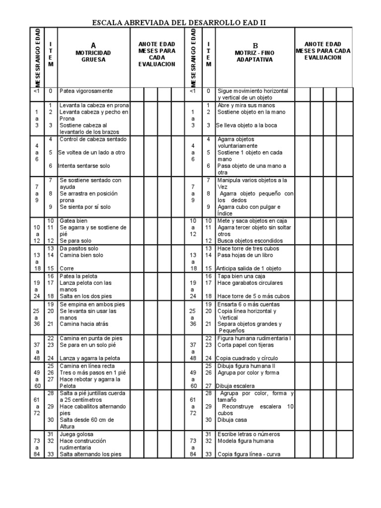 Escala Abreviada Del Desarrollo Ead II | PDF | Ocio | Deportes