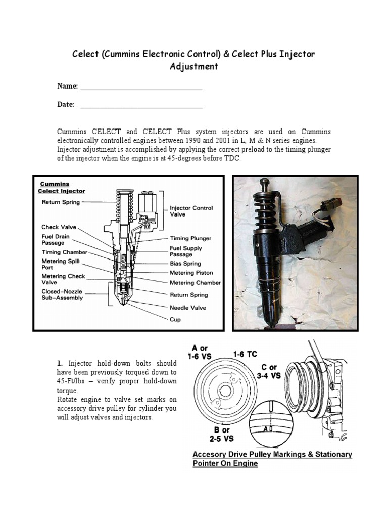 Celect Injector Adjustment 01-05 | PDF | Fuel Injection | Engines
