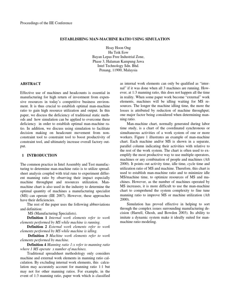 Establishing Man Machine Ratio | PDF | Simulation | Machines