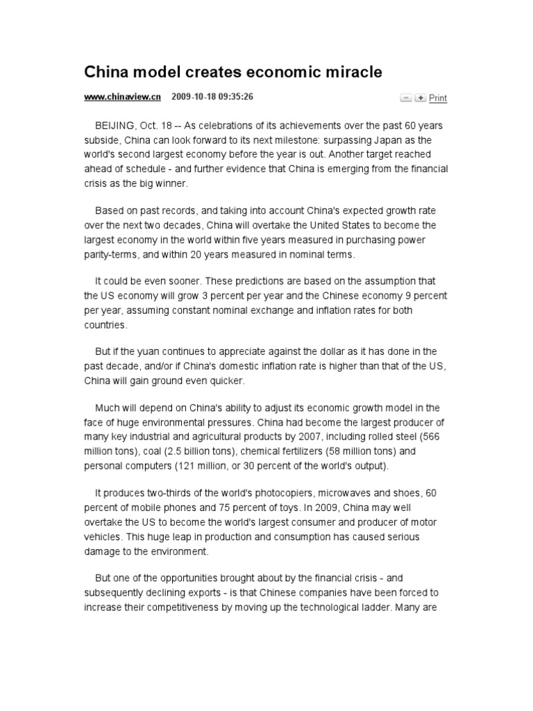 China's Model Creates Economic Miracle | PDF | Economy Of China | China