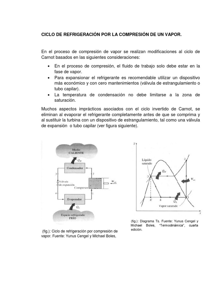 Ciclo de Refrigeración Por La Compresión de Un Vapor | PDF ...