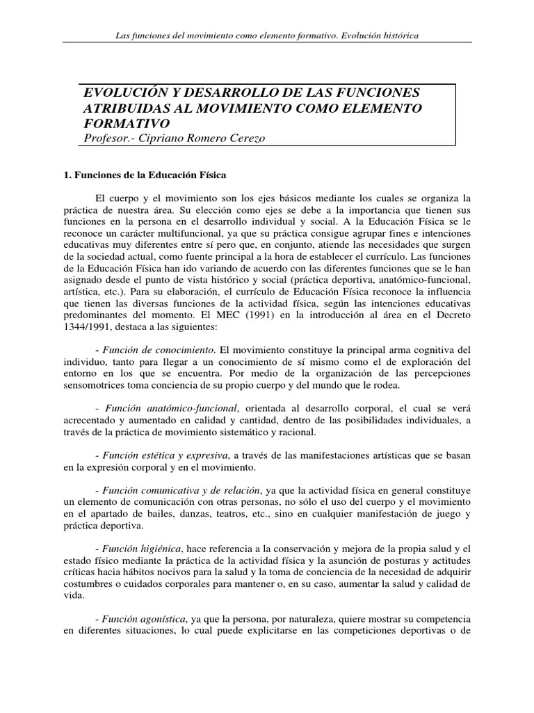 Funciones EF | Descargar gratis PDF | Educación Física | Plan de estudios