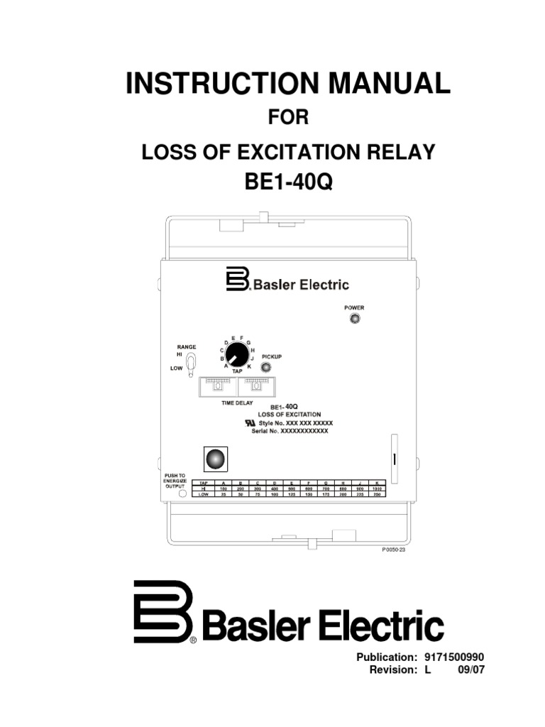 BE1 40Q Loss of Excitation Relay | PDF | Relay | Switch