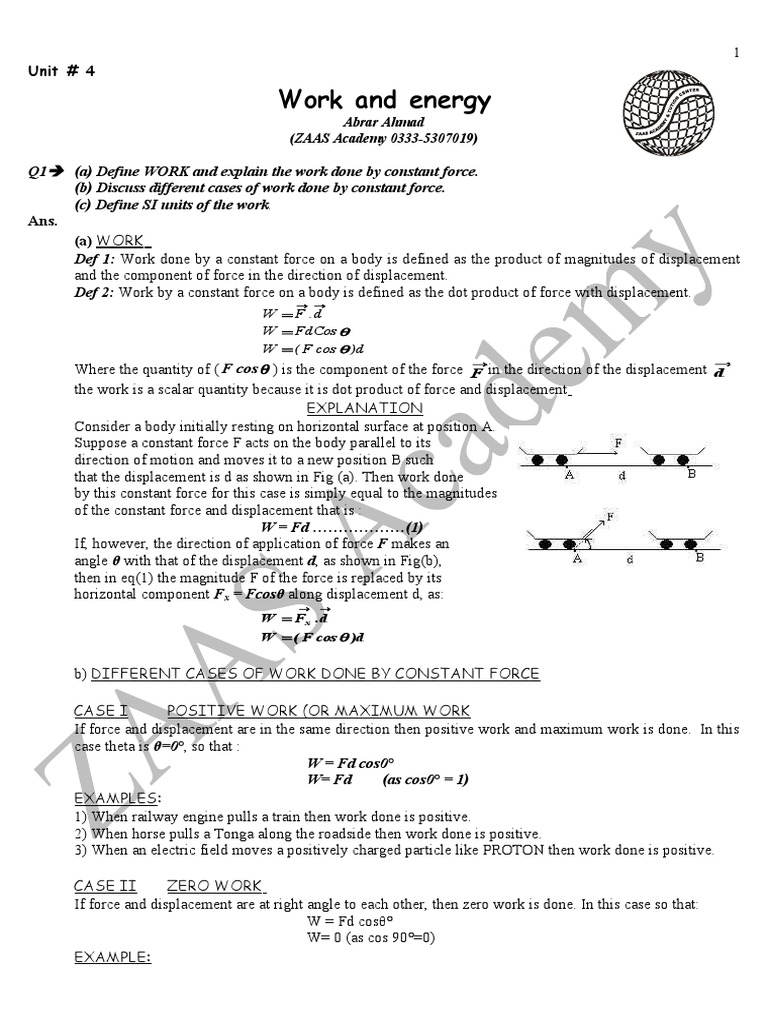 Ch#4 Work and Energy | PDF | Power (Physics) | Potential Energy