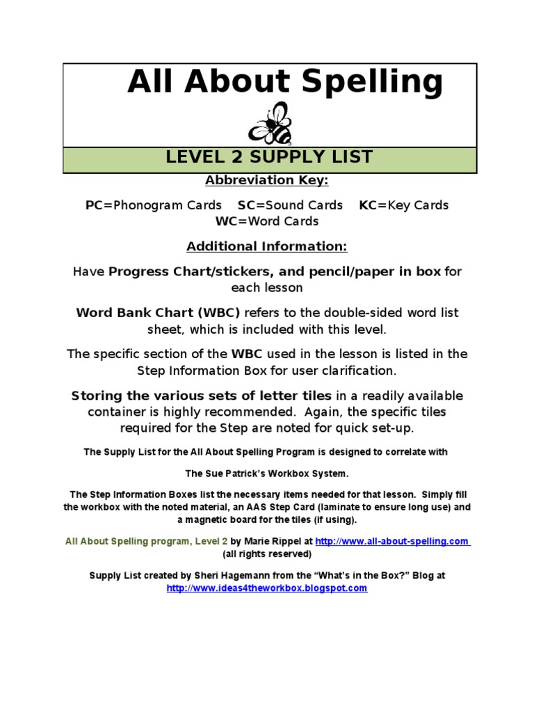 All About Spelling Level 2 Part I | PDF | Consonant | Syllable