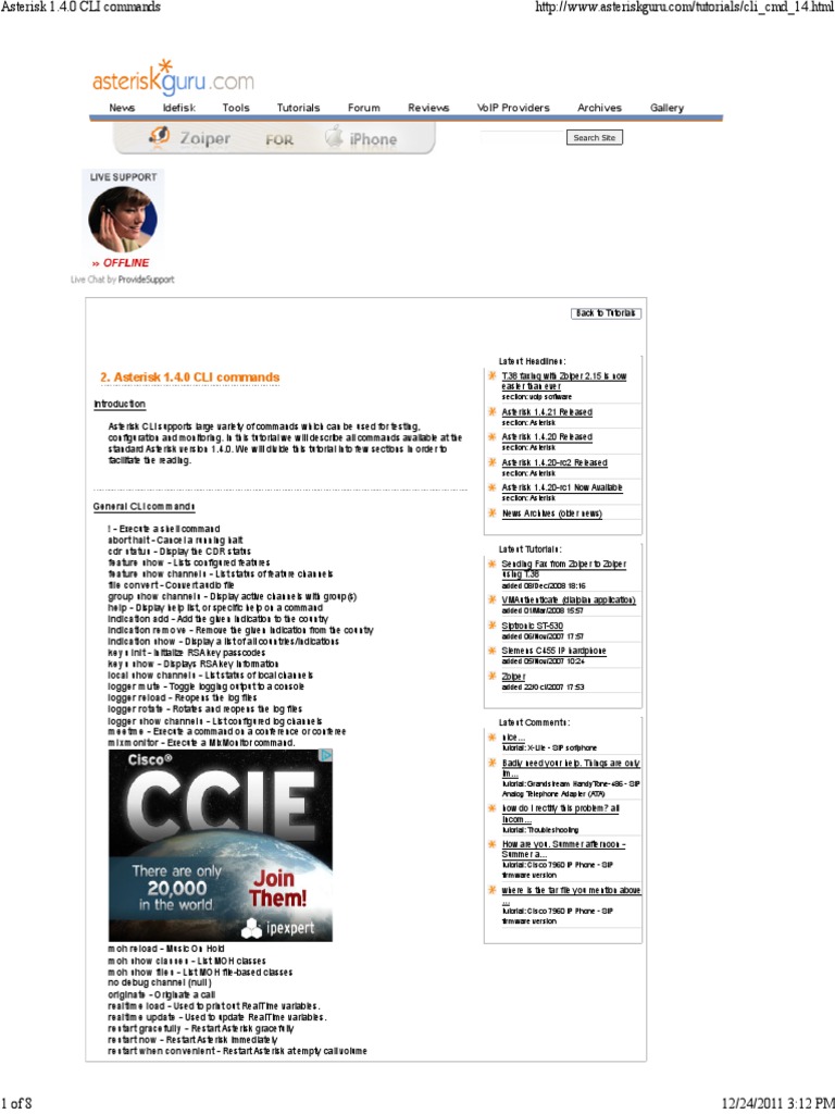 Asterisk 1.4 Commands | PDF | Command Line Interface | Session Initiation Protocol
