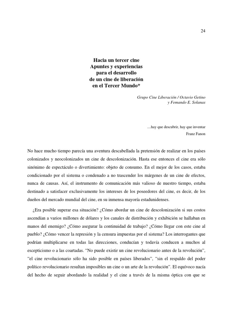 CINE LIBERACION - Hacia Un Tercer Cine | PDF