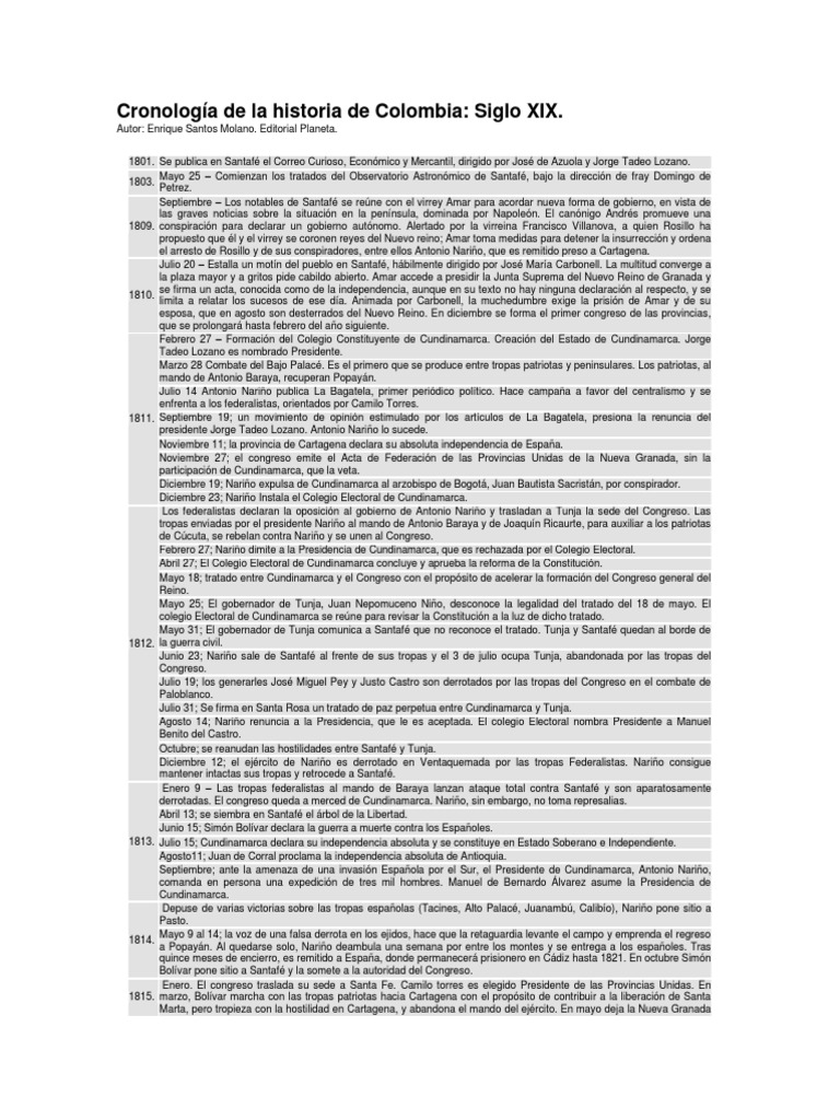 Cronología de La Historia de Colombia | PDF | Colombia