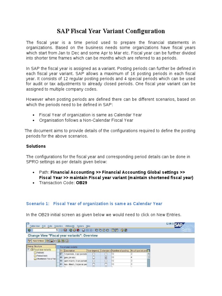 SAP Fiscal Year Variant Configuration | PDF | Accounting | Business