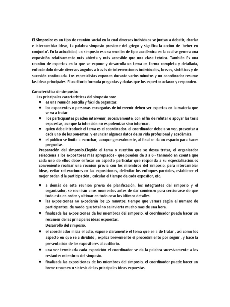 Definición y desarrollo del simposio | PDF | Simposio | Planificación