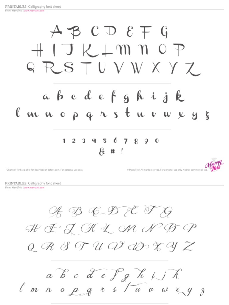Calligraphy Cheat Sheet | PDF