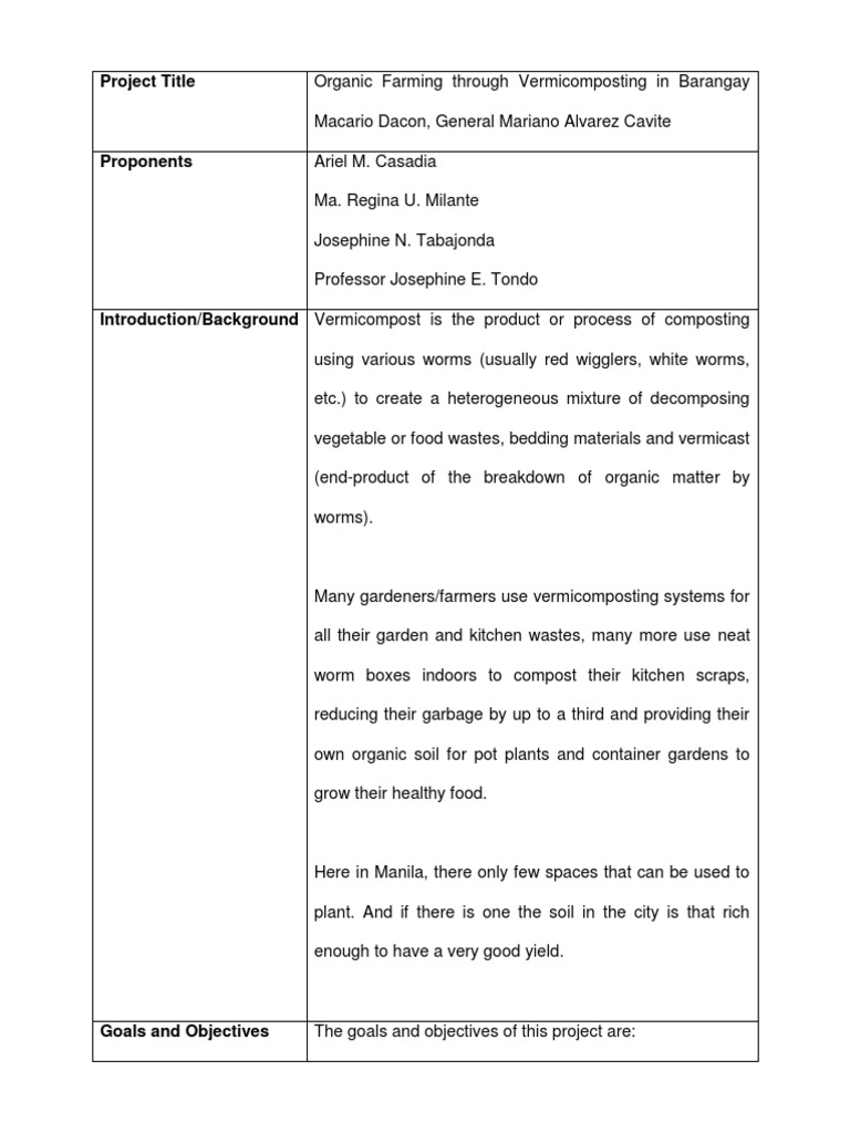 Ecology Proposal | PDF | Organic Farming | Compost