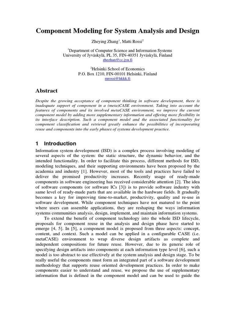 Component Modeling For System Analysis and Design | PDF | Component ...