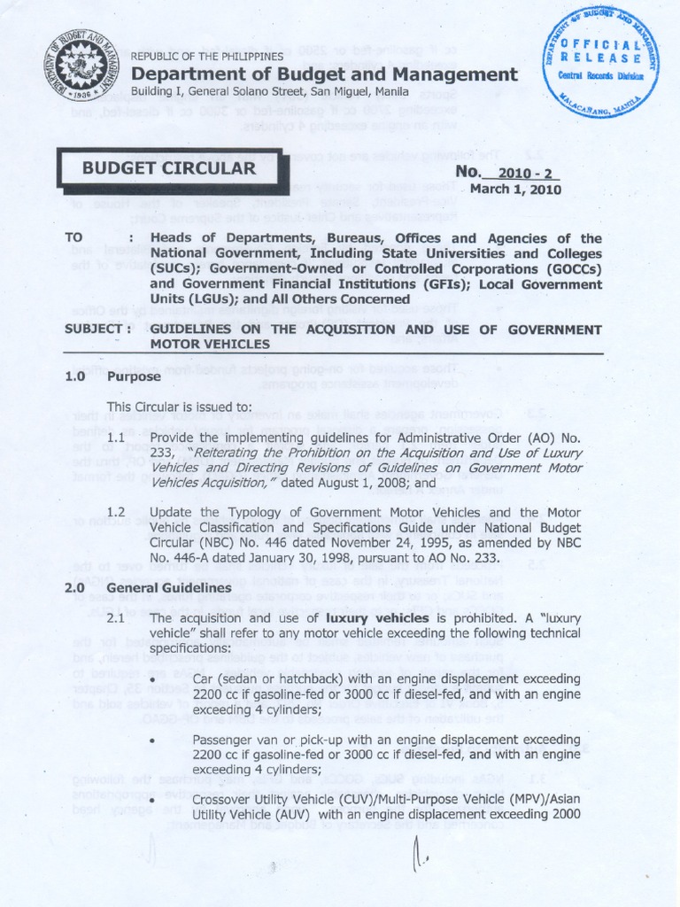 DBM Service Vehicle Circular | PDF | Vehicles | Regulatory Compliance