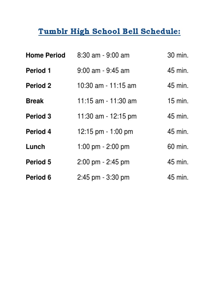Tumblr High School Daily Schedule | PDF