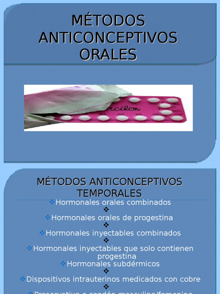 Metodos Hormonales Orales | PDF | Control de la natalidad | Píldora ...