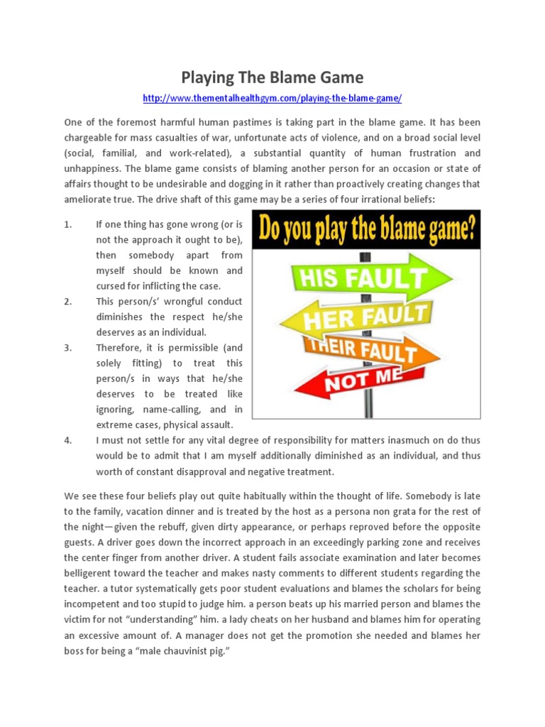 Playing The Blame Game | PDF | Teachers | Psychological Concepts