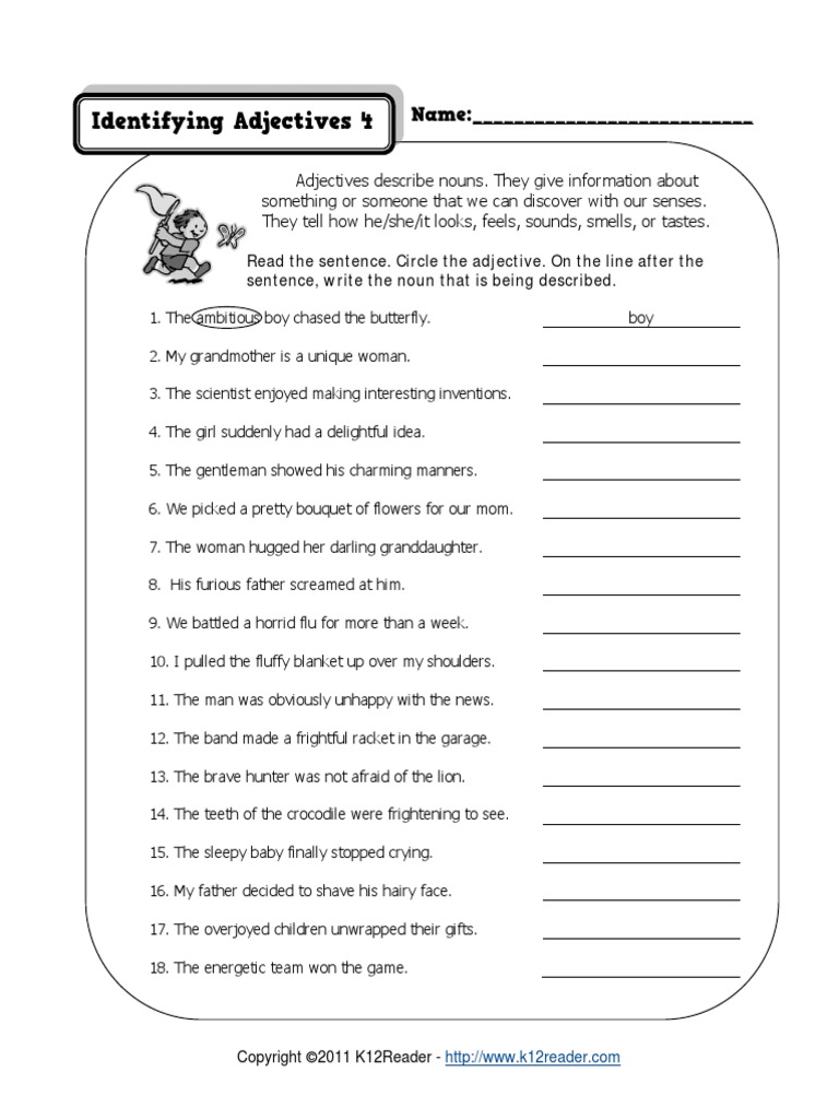 Identifying Adjectives 4 | PDF | Adjective | Noun