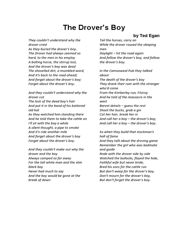 The Drover's Boy: A Poetic Reflection | PDF | Poetry