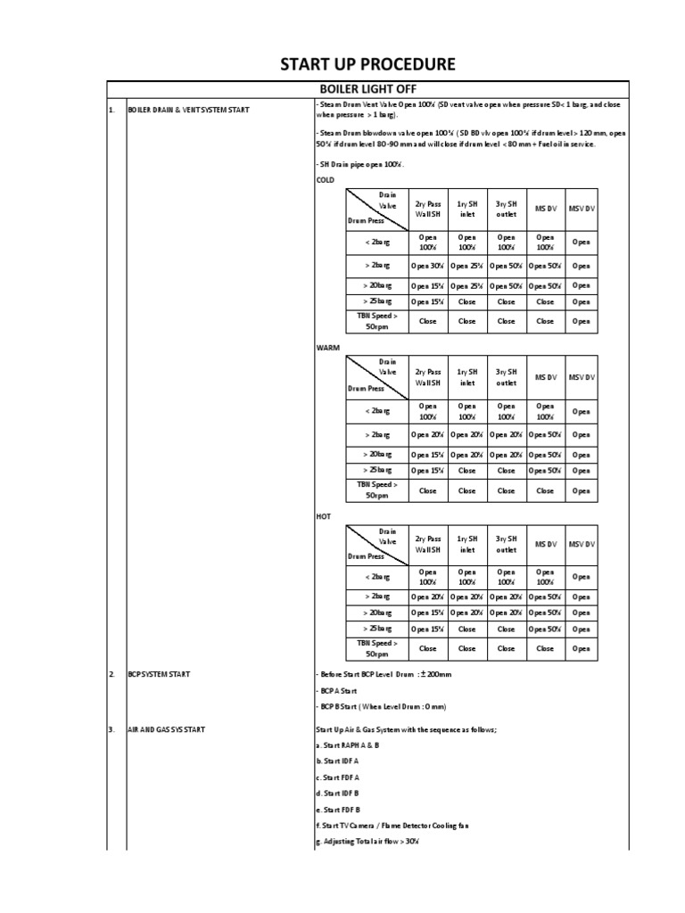 Power Plant Startup Procedure Guide | PDF | Furnace | Energy Production
