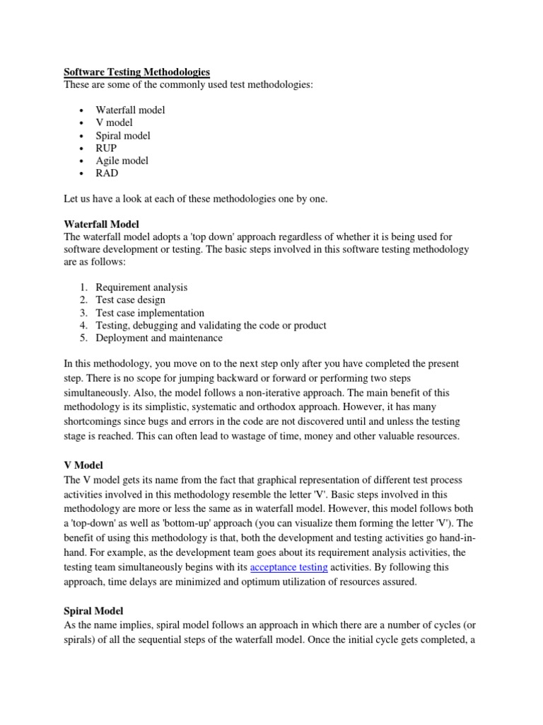 Software Testing Methodologies | PDF | Software Development Process ...