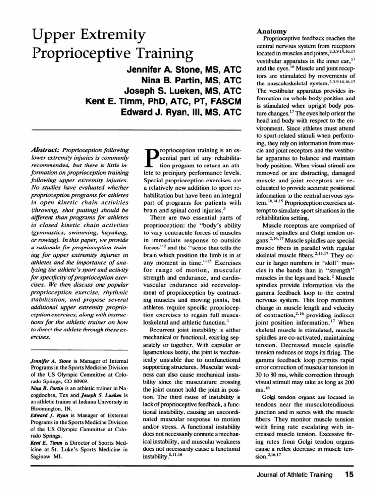 Shoulder Proprioception Exercises | PDF | Muscle | Vestibular System