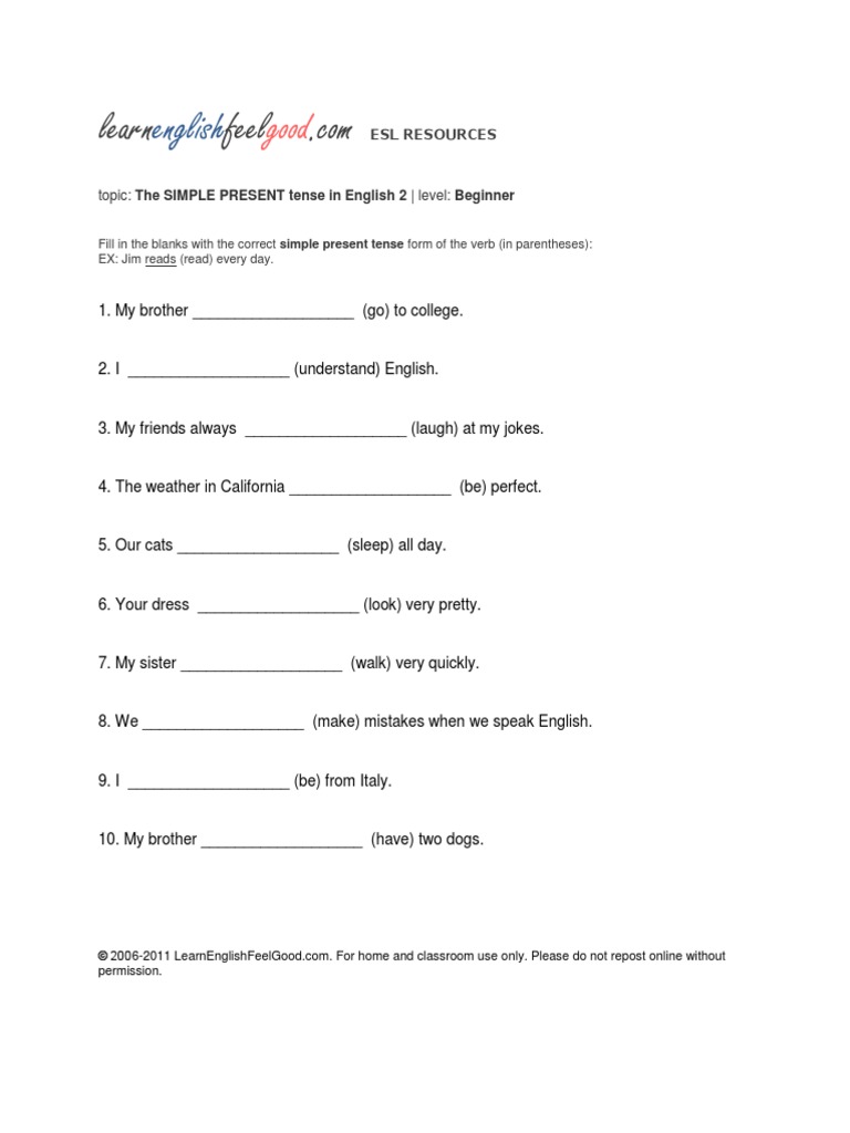 Verbs Simple Present2 | PDF