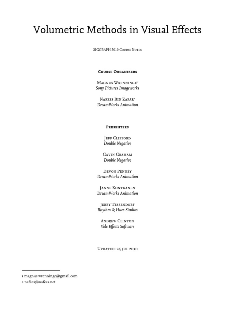 Volumetric Methods in Visual Effects 2010 | PDF | Voxel | Rendering ...