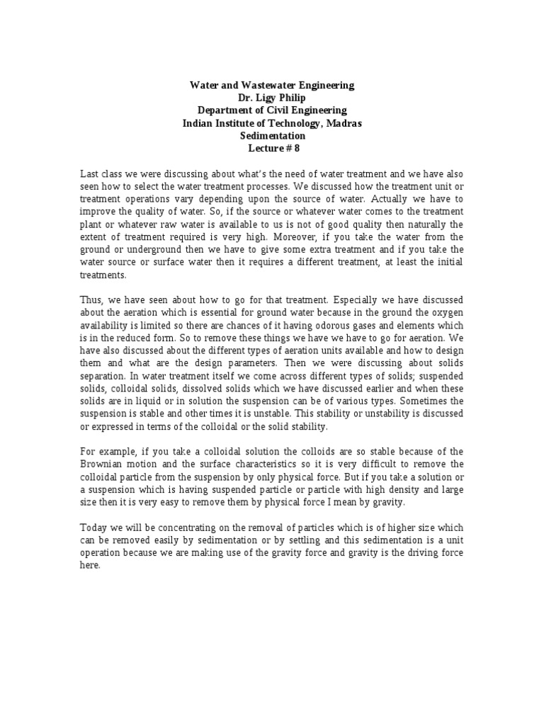 Water and Wastewater Engineering Dr. Ligy Philip Department of Civil ...