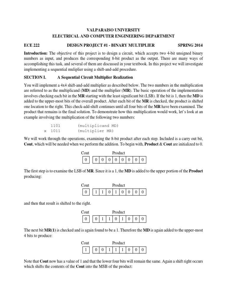 ECE222 DP1 Binary Multiplier | PDF | Multiplication | Bit