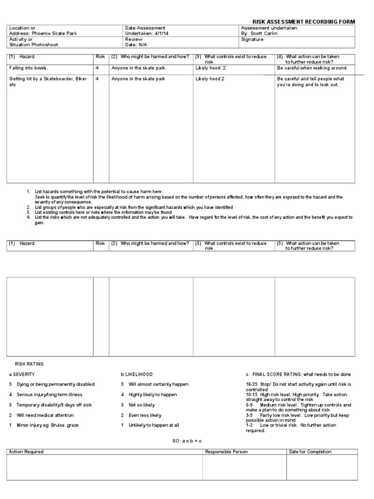 Risk Assessment Skate Park | PDF | Roller Sports | Risk