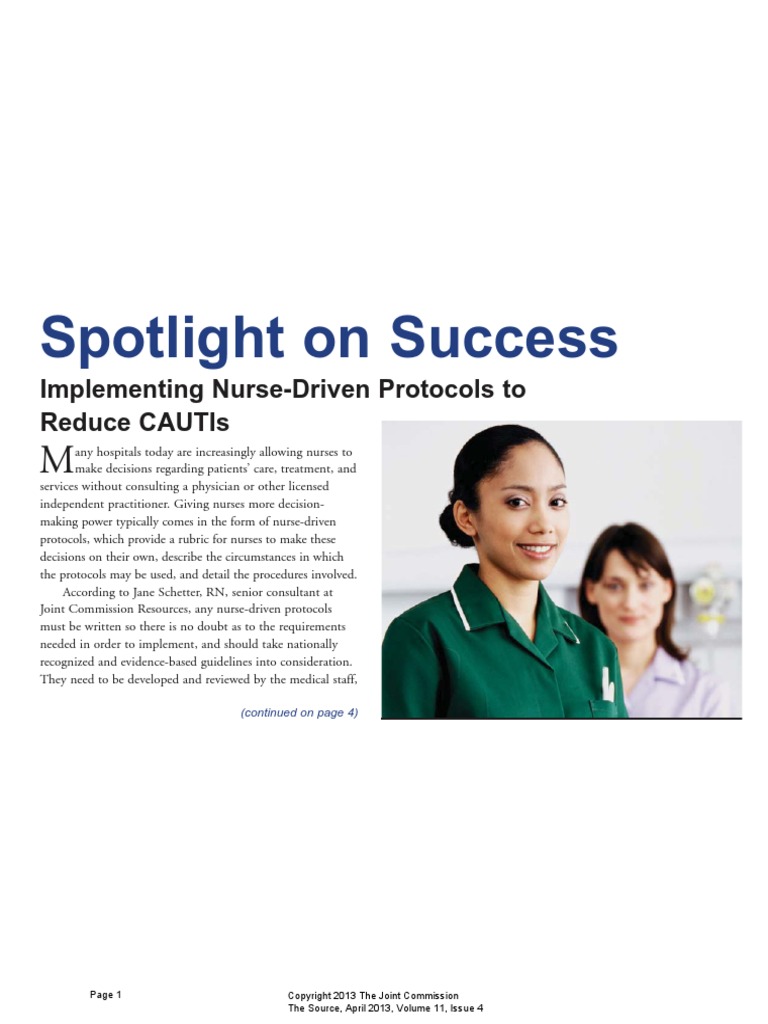 Nurse Driven Protocols Article | Urinary Tract Infection | Joint Commission