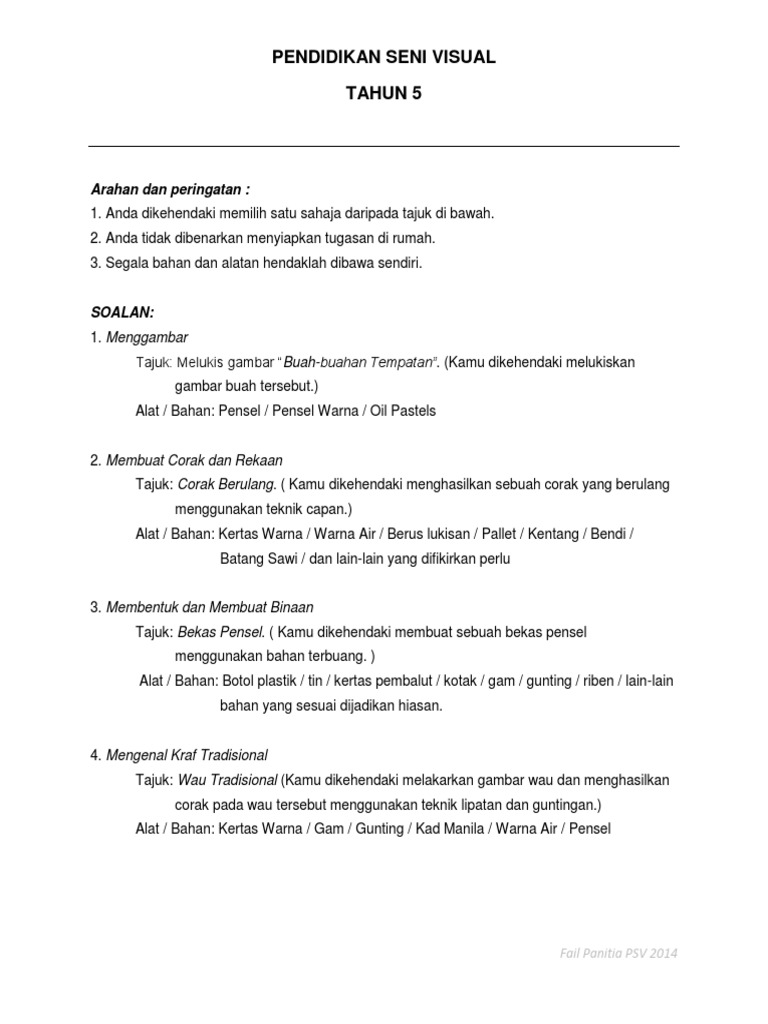 Soalan PSV Tahun 5 Dan 6 | PDF