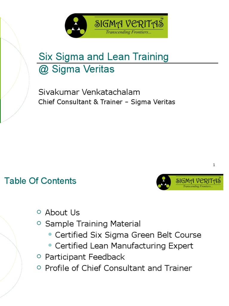 Six Sigma Training Overview and Materials | PDF | Lean Manufacturing ...