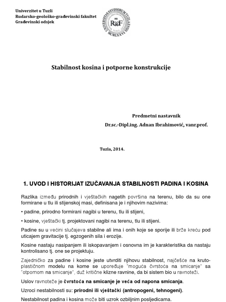 Stabilnost Kosina | PDF