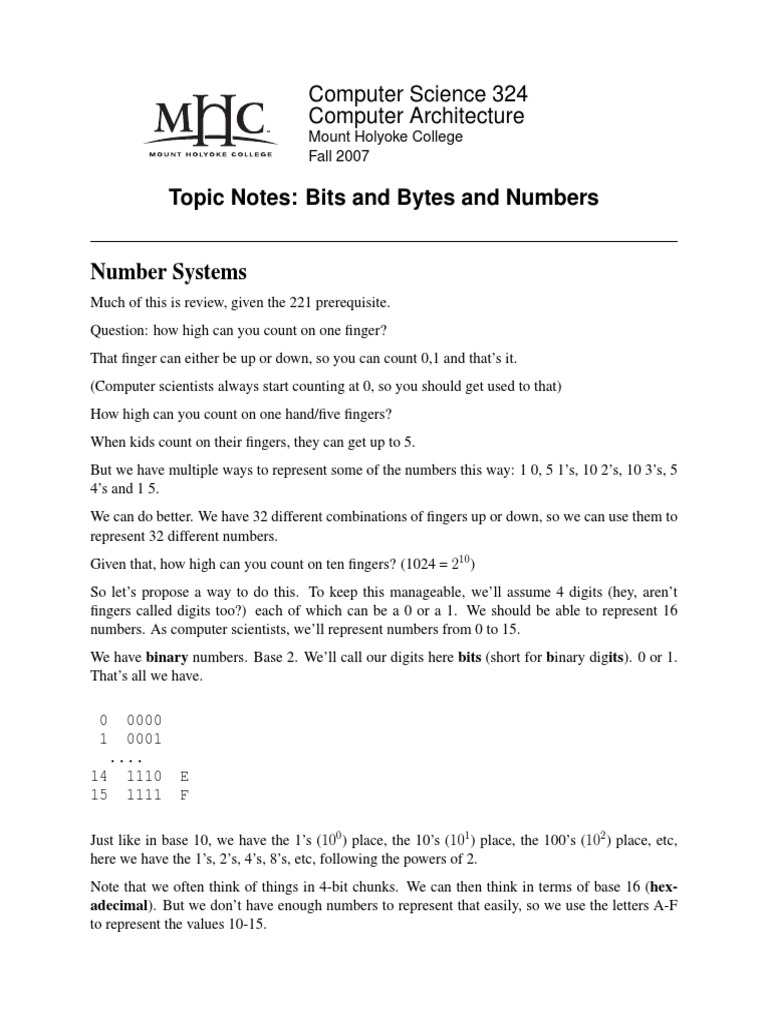 Bits & Bytes Number | PDF | Integer (Computer Science) | Byte