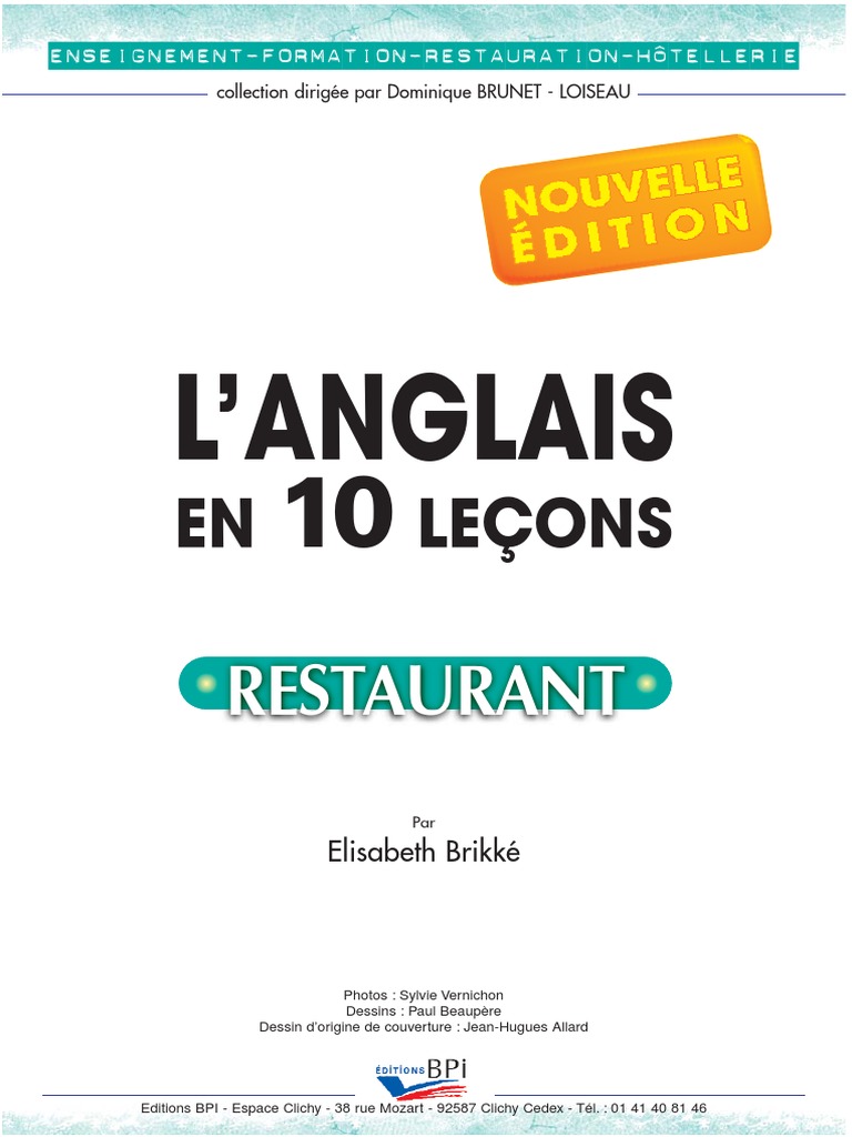 Anglais pour la Restauration en 10 Leçons | PDF | Vaisselle | Repas