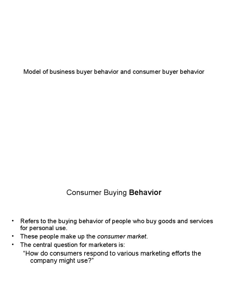 Model of Business Buyer Behavior and Consumer Buyer | PDF | Consumer ...
