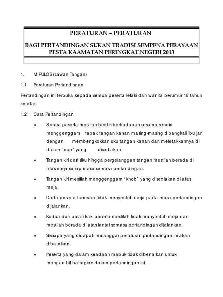 Peraturan Sukan Tradisi | PDF