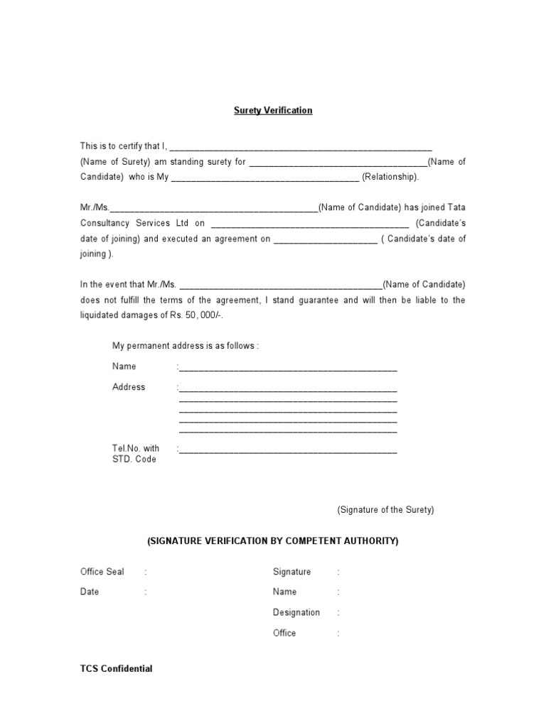 Surety Verification Form | PDF