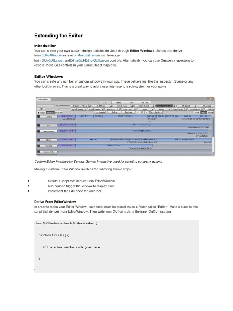 Unity Extending The Editor Pdf Graphical User Interfaces Scripting Language 