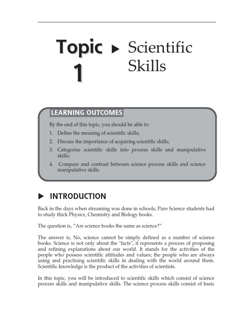 Topic 1 Scientific Skills | PDF | Observation | Experiment