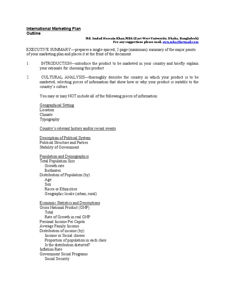 International Marketing Plan | PDF | Retail | Pricing