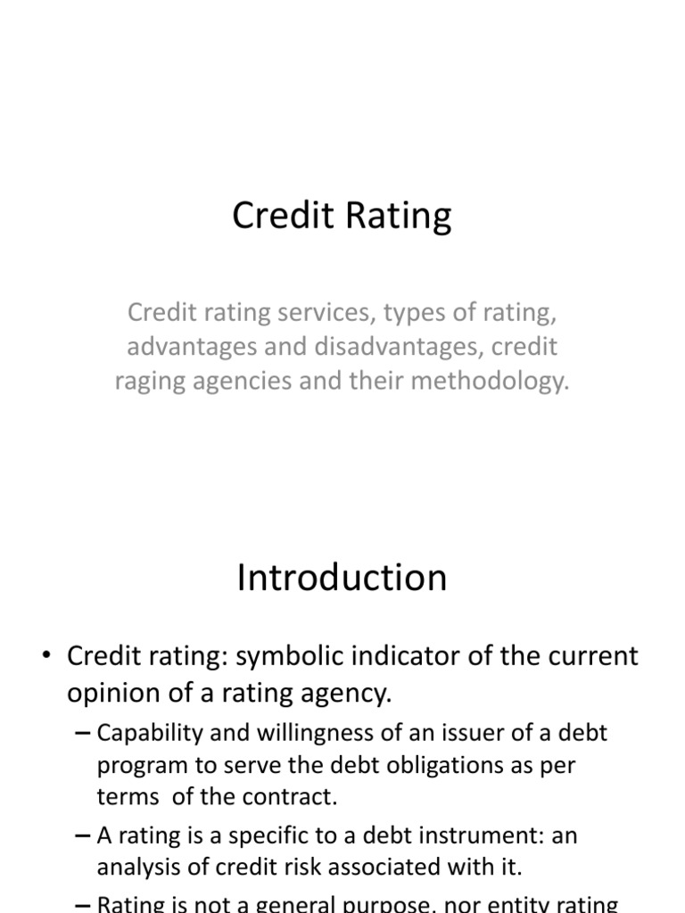 Credit Rating Services, Types, Advantages, Agencies & Methodology | PDF ...