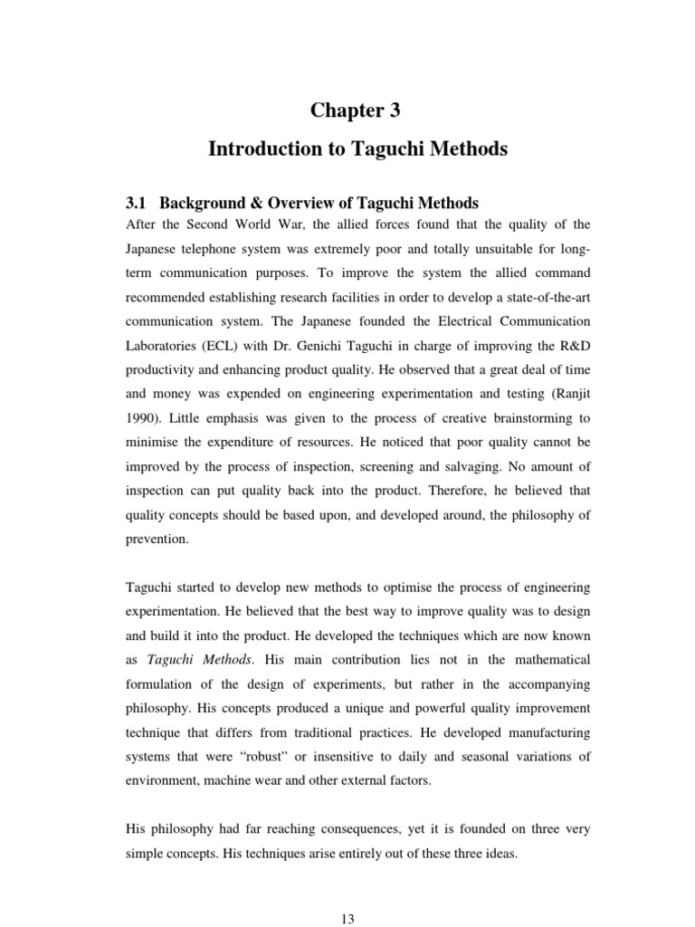 Chapter 3 Introduction To Taguchi Methods | PDF | Experiment | Design Of Experiments