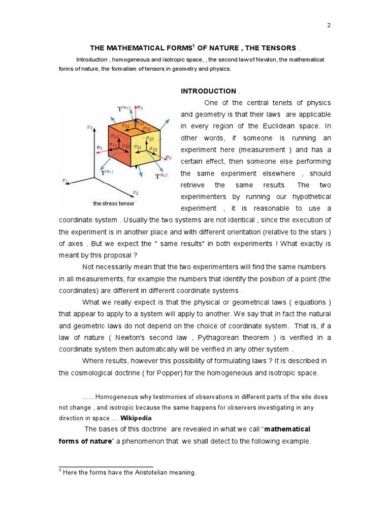 The Mathematical Forms of Nature, The Tensors | PDF | Tensor | Euclidean Vector